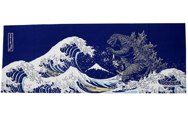 TENUGUI GODZILLA NIGHT UKIYOE Mt. Fuji Fugaku Japan Japanese ...