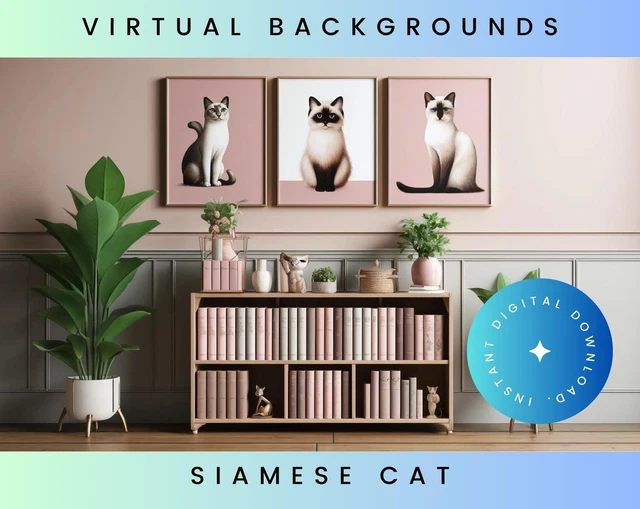 SIAMESE CAT PINK Zoom Backgrounds £4.01 - PicClick UK
