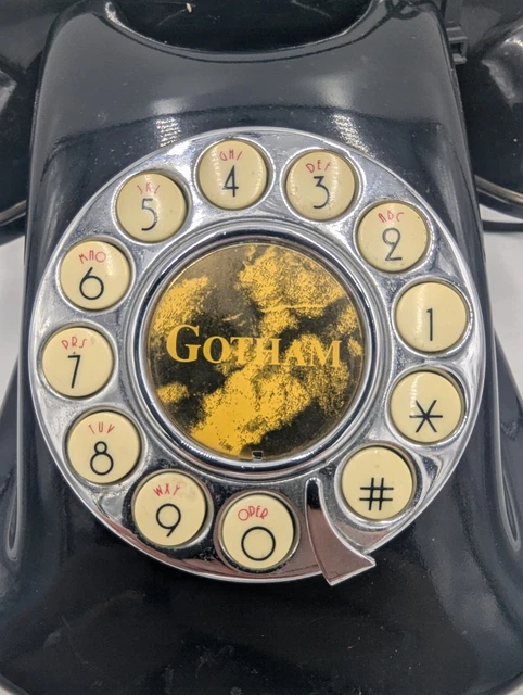 VINTAGE GOTHAM BAT Phone Push Button WWTTON Model 190 - Black Batman ...