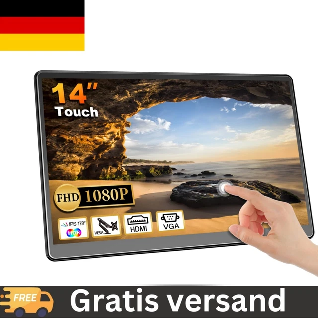 14 ZOLL TOUCHSCREEN Portable Monitor, Mini Monitor VESA Mountable mit ...