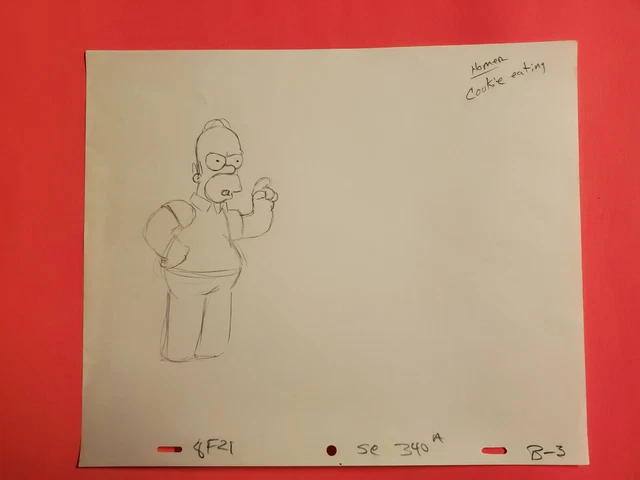 THE SIMPSONS PRODUCTION Cel Cell Drawing Animation Art Homer Simpson ...