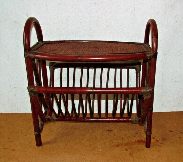 VINTAGE ANTIQUE CANE Bamboo Rattan Magazine Rack £29.99 - PicClick UK