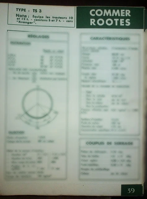 TS3 - FICHE Technique COMMER ROOTES EUR 2,00 - PicClick FR