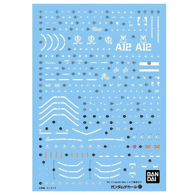 BANDAI GUNDAM RG 1/144-Scale MS-06S Chars Zaku Premium Qualité Décalque ...