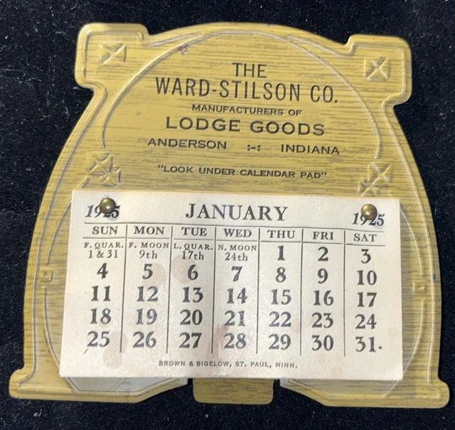 RARE 1925 WARD - Stilson Co. - Lodge Goods Advertising Calendar Unused ...