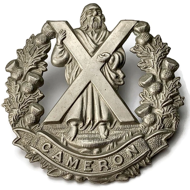 ORIGINAL WW1 QUEENS Own Cameron Highlanders Regiment Scottish Cap Badge ...