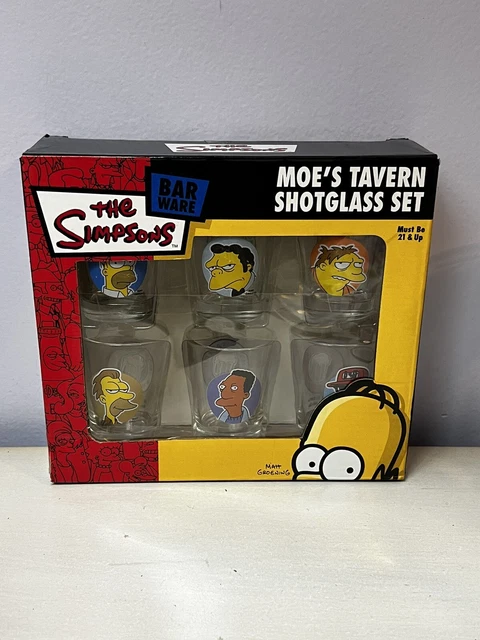 THE SIMPSONS MOE’S TAVERN Shot Glass Set Homer/Moe/Duffman/Barney/Carl ...