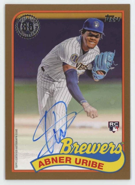 2024 TOPPS 1989 Baseball ORO Abner Uribe Rookie Auto 35/50 Brewers ...