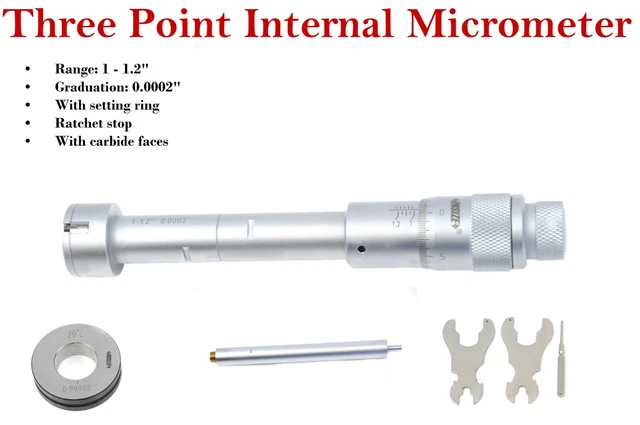 INSIZE THREE POINT internal micrometer 3227-E112 with setting ring 1 ...
