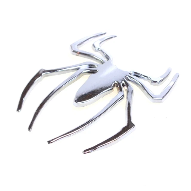 3D METAL SPIDER Logo Car Body Logo Sticker Silver Chrome Badge Decal ...