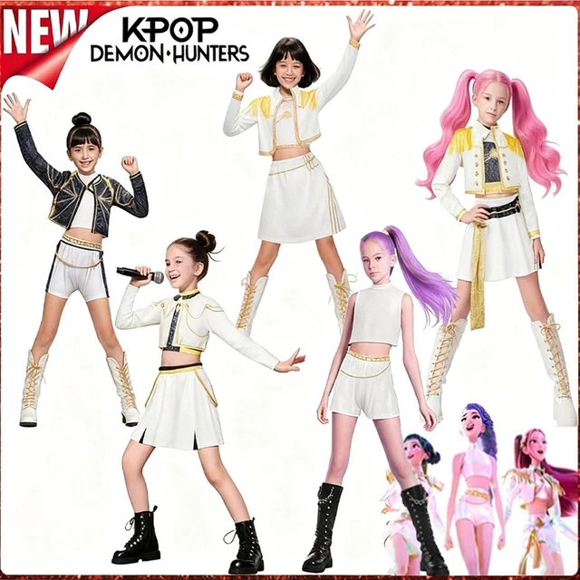 KIDS KPOP DEMON Hunters Rumi Zoey Mira Costume Cosplay Girls Book Week Wig Dress $28.40 ...