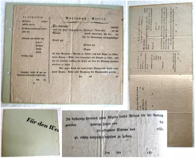 ORIG URALT BIEDERMEIER Urkunde Dokument Erfurt 1810 Vorspann Billet ...