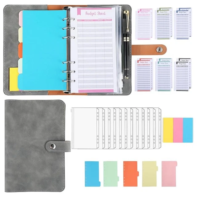A6 LEDER BUDGET Ordner mit Budget Blatt Aufbewahrungstasche Trennwand ...