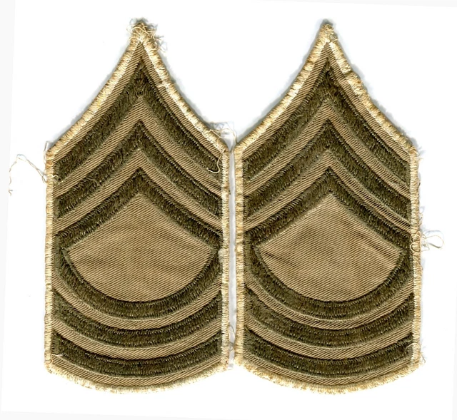 WW2 US ARMY Master Sergeant Rank Insignia Shoulder Patch, Original Pair ...