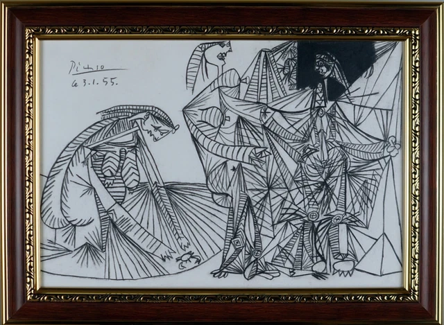 PABLO PICASSO / Real Charcoal on Paper Art Drawing Signed / Framed. Le ...