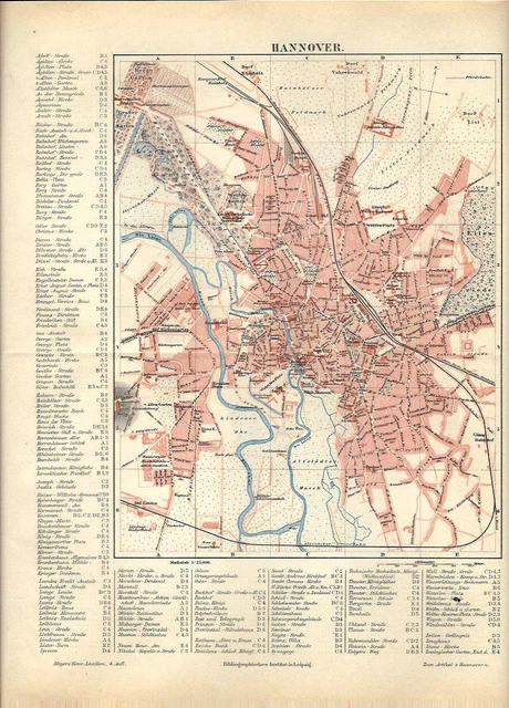 1890 OLD ANTIQUE Map HANNOVER City Plan Old Antique Map £15.49 ...