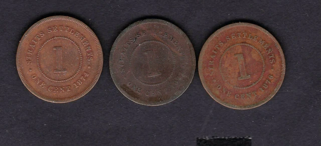 STRAITS SETTLEMENTS QUEEN Victoria 1 cent coins x 3 1874 ,1876, 1877 $19.95 - PicClick AU