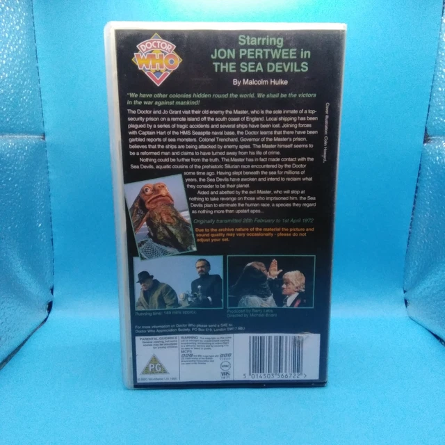 DOCTOR WHO DOUBLE Video Tape VHS Pal The sea devils starring Jon ...