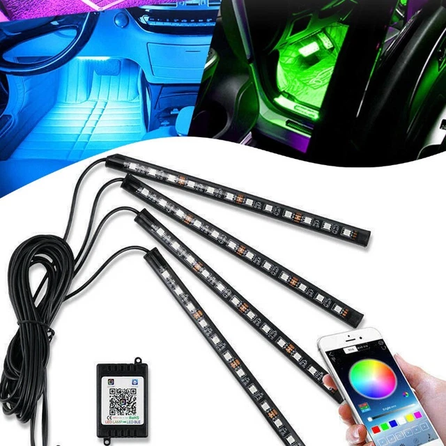 CAR RGB 48 LED Light Strip Interior Atmosphere Neon Lamp Remote Control ...