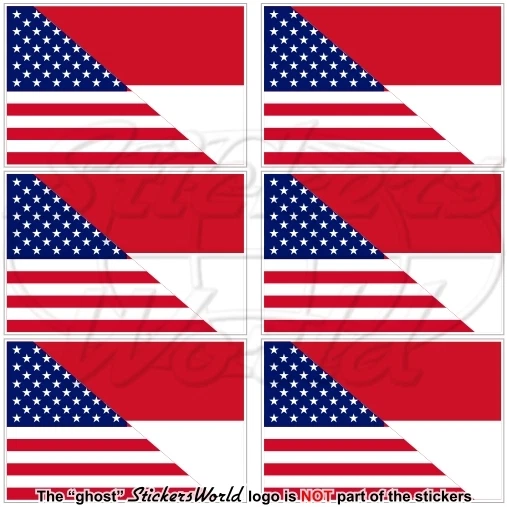 USA UNITED STATES America-INDONESIA American-Indonesian Flag 40mm x6 ...