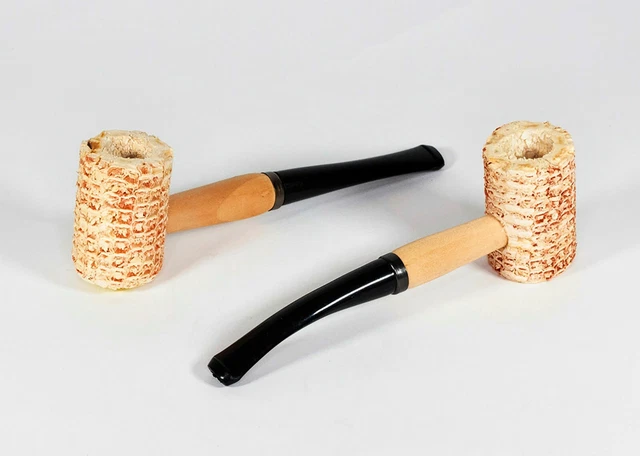 2PC. STRAIGHT CURVED Large Corn Cob Tobacco Pipe Large Corn Cob Smoking ...