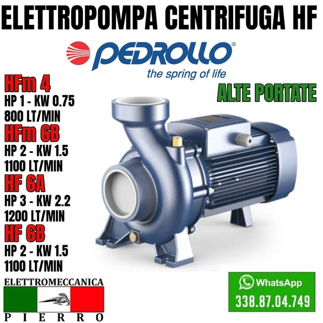 ELETTROPOMPA POMPA CENTRIFUGA HFm HF 6A 6B PEDROLLO ALTE PORTATE PEDROLLO EUR 217,00 - PicClick IT