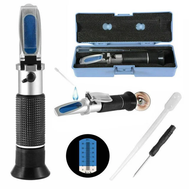 BRIX REFRACTOMETER 0-32% Water Sugar Fruit Alcohol Meter Tester ATC ...