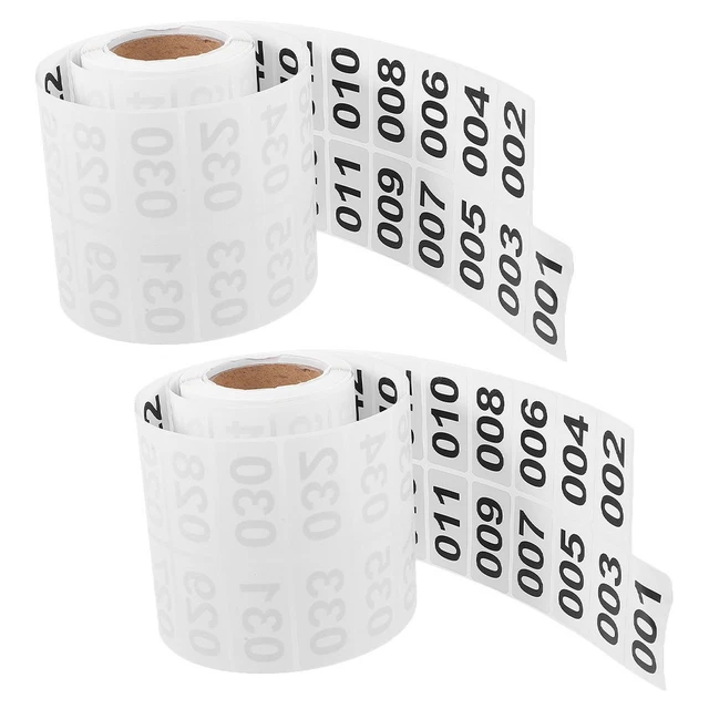 2 ROLLS CONSECUTIVE Number Inventory Labels Self Adhesive Number ...