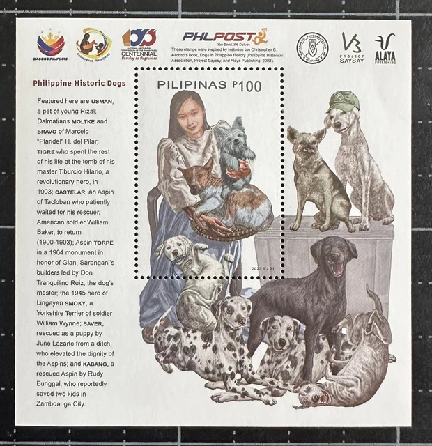 PHILIPPINES 2023 DOGS In Philippine History Animals Hero Stamp S/S Mini ...