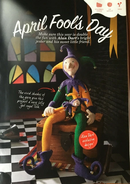 KNITTING PATTERN ALAN Dart April Fool's Day toy 45.5cm tall Jester ...