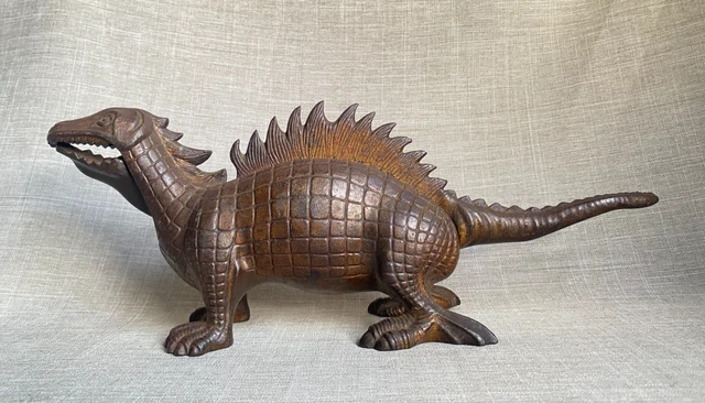 ANTIQUE RARE C1890 Victorian Cast Iron Stegosaurus Dinosaur Nutcracker ...