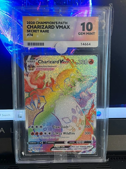 CHARIZARD VMAX 074/073 Rainbow Rare Champions Path ACE 10 GEM MINT £235 ...