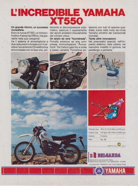 ADVERTISING PUBBLICITÀ-MOTO YAMAHA XT 550 1982 MOTOGIAPPONESI ENDURO ...