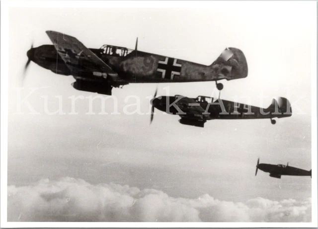 E903 FOTO WEHRMACHT Archiv Repro Luftwaffe Flugzeug Me109 Rotte im Flug ...
