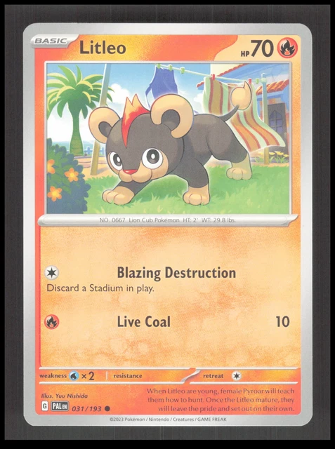 LITLEO 031/193 COMMON SV02: Paldea Evolved Pokemon tcg Card CB-1-9-B-19 ...
