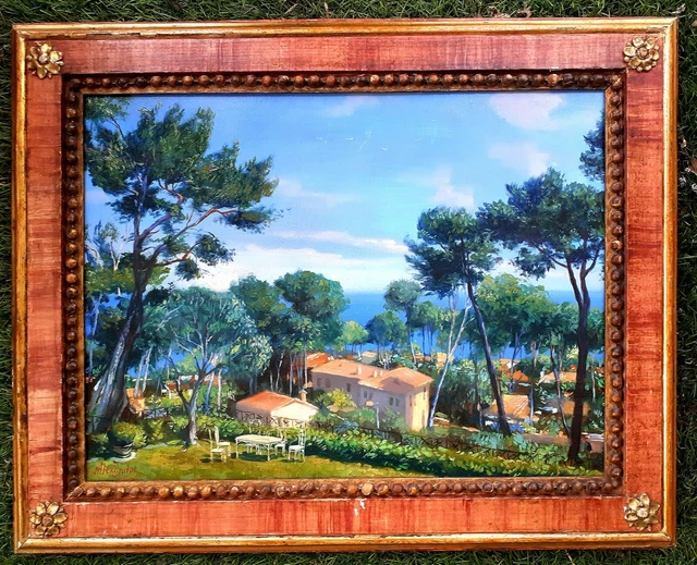 TABLEAU SIGNÉ ENCADRÉ Huile Sur Toile Paysage de Bord De Mer EUR 30,00 - PicClick FR