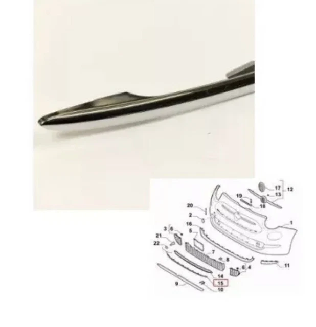 MODANATURA CENTRALE CROMATA Paraurti Anteriore Originale Fiat 500 ...