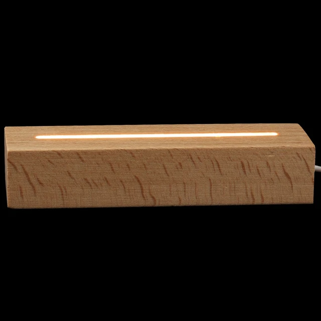 SOLID WOOD LED Light Base Rectangular Acrylic Art Display Stand Lamp ...