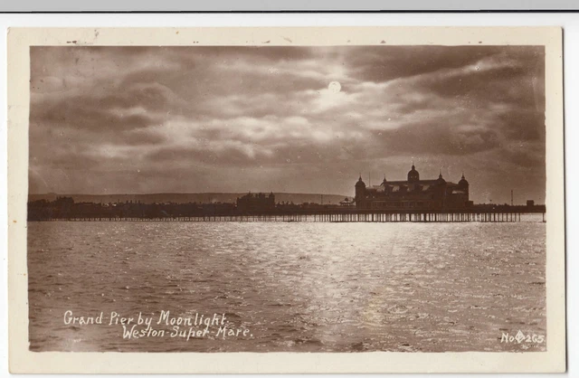 SOMERSET; GRAND PIER By Moonlight, Weston Super Mare RP PPC 1910 To ...