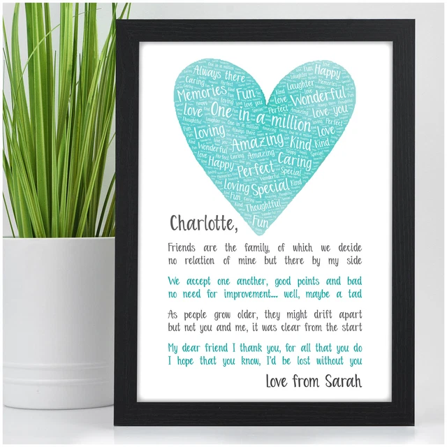 PERSONALISED BEST FRIEND Friendship Poem Birthday Gifts Friendship Sign ...
