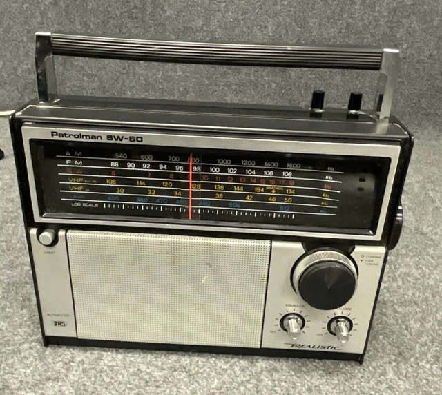 REALISTIC RADIO SHACK Patrolman SW-60 6 Band AM/FM/VHF/UHF Radio 12 ...