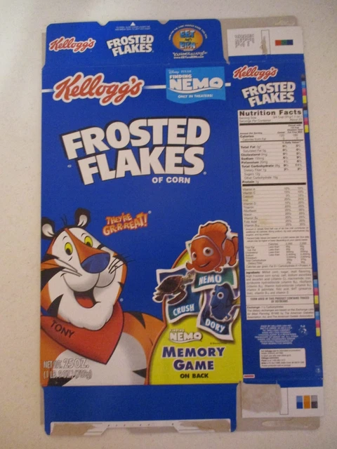 KELLOGGS FROSTED FLAKES Cereal-Disney Pixar Finding Nemo-Memory Game on ...