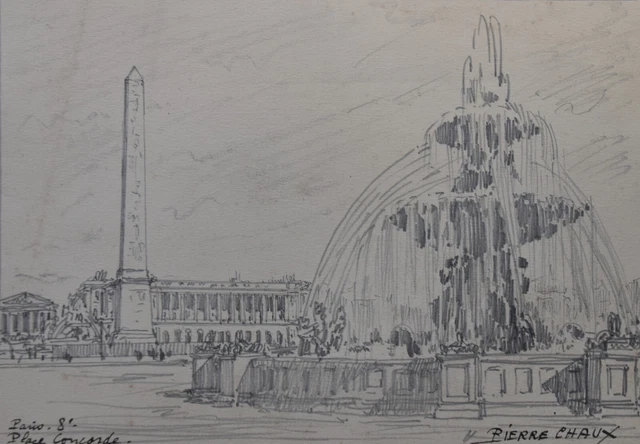 PIERRE-LOUIS CHAUX (1887-1963) (08) - crayon - Place de la Concorde EUR ...