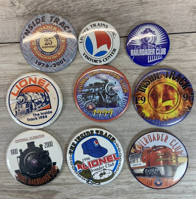 LIONEL TRAINS INSIDE Track Railroader Club Buttons Pins 1984-2001 Lot ...