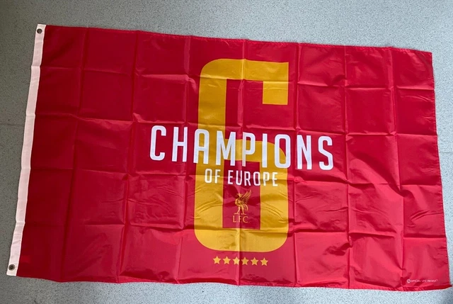 LIVERPOOL FOOTBALL CLUB - 6 Times Champions Of Europe - Official Flag ...