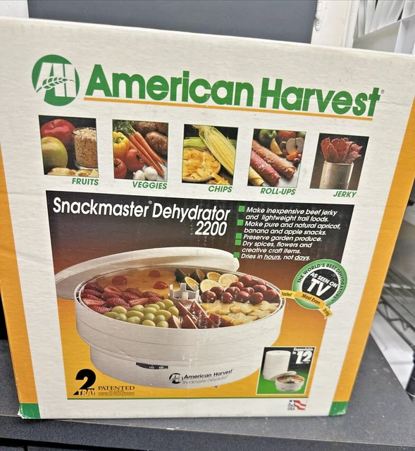 AMERICAN HARVEST SNACKMASTER Dehydrator 2200-2 Tray- Expandable - Orig ...