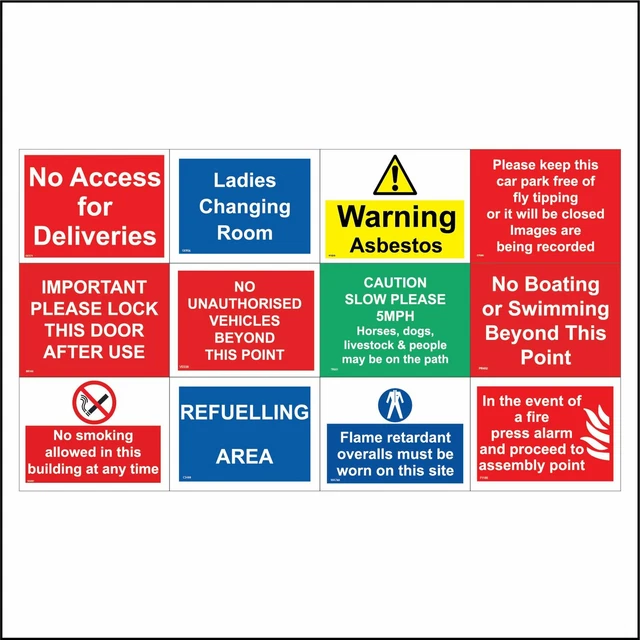VEHICLES SPEED SIGNS Fire Swimming Fly Tipping Access Warning Marine ...