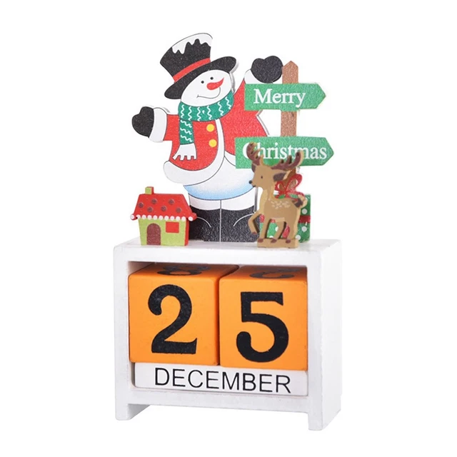 CHRISTMAS TABLE CALENDAR Tabletop Number Date Wooden Blocks ...