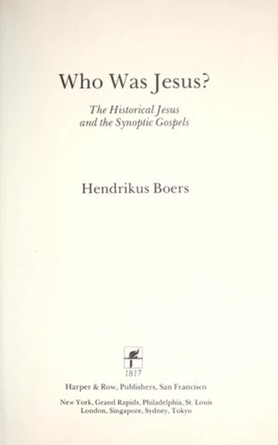 WHO WAS JESÚS? : The Historical Jesus And The Synoptic Gospel Gallina ...