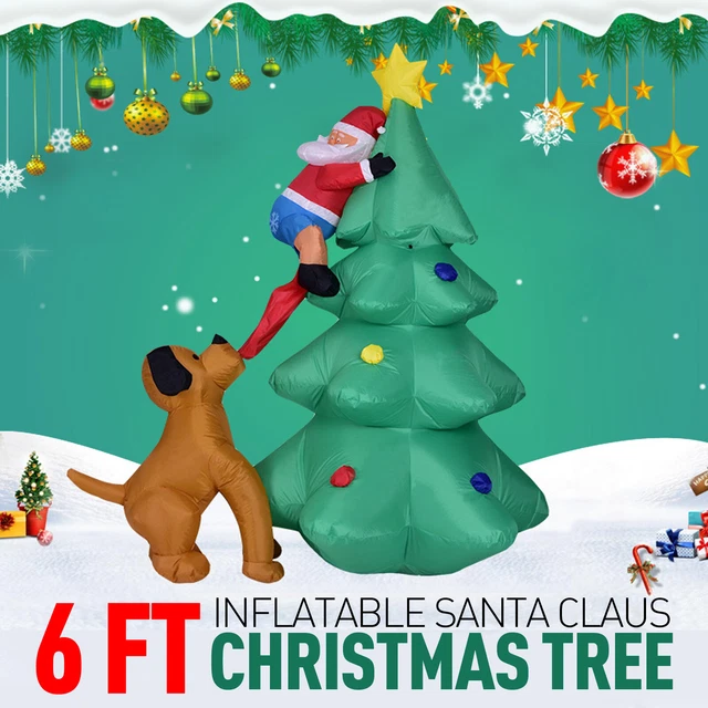 6 FT INFLATABLE Santa Claus Christmas Tree Giant Inflatable with LED ...